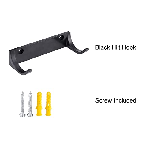 LEKUSHA Lightsaber Hilt Wall Mount Holder Light Saber Hilt Display Rack Hook Stand, Compatible for Any Lightsaber Hilt, Black Pack of 4