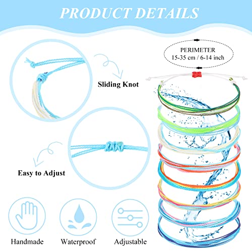 Hicarer 30 Pieces Adjustable Woven Anklets Bracelets Bohemian Braided Rope Bracelets Waterproof Wax Coated Anklets for Women (Colorful)