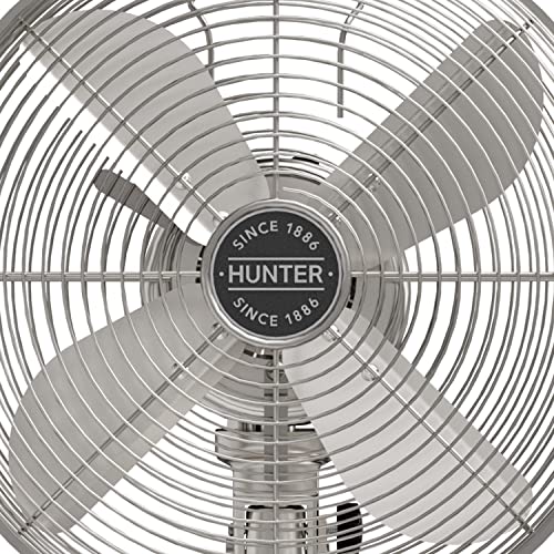 Hunter Classic D12 Portable Desk Fan 12 inch, 3 Speed, Brushed Nickel, 97315