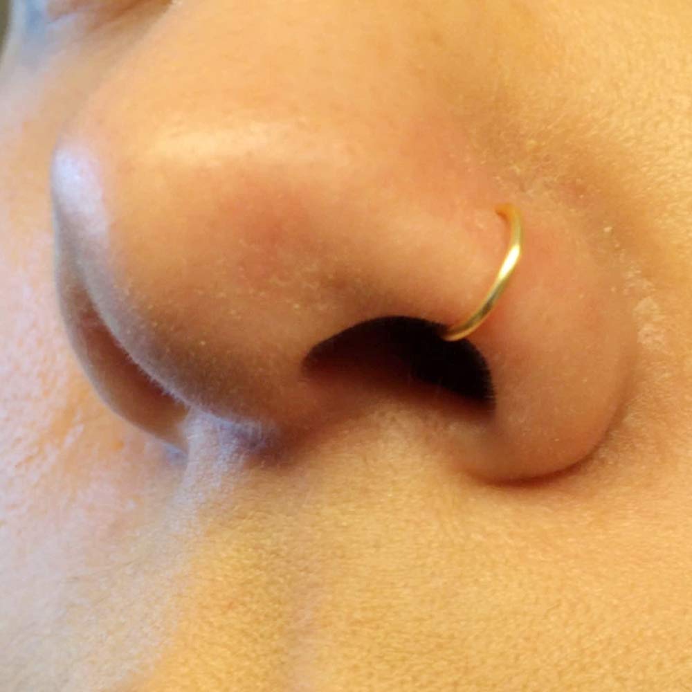 AtoZ Piercing 9KT Solid Yellow Gold 22 Gauge (0.6MM) - 5/16 (8MM) Length Half Nose Hoop Ring Nose Jewelry