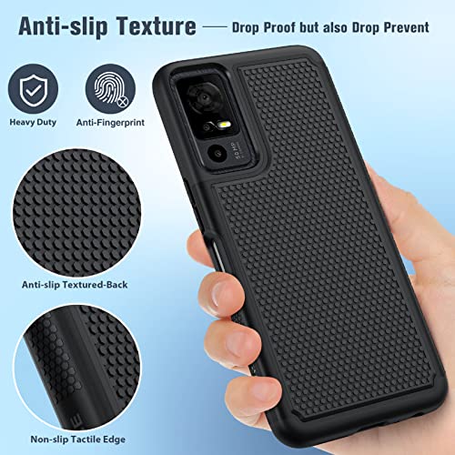 FNTCASE for TCL 40-XE 5G Case: Dual Layer Matte Textured Phone Case Shockproof Military Grade Protective | Shock & Drop Proof Heavy Duty Protection Rugged Mobile Cell Phone Case Cover - Black