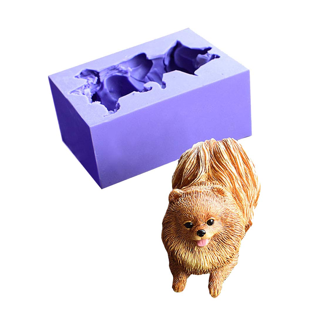 Cute Dog Silicone Molds Chocolate Fondant Molds,Runloo 3D Puppy Dog Soap Molds Pomeranian Candle Moulds