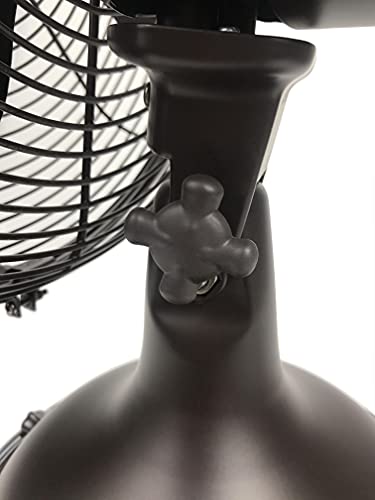 HUNTER Metal Retro Table Fan-Powerful 3 Speeds and Smooth Oscillation, 12", Oil-Rubbed Bronze