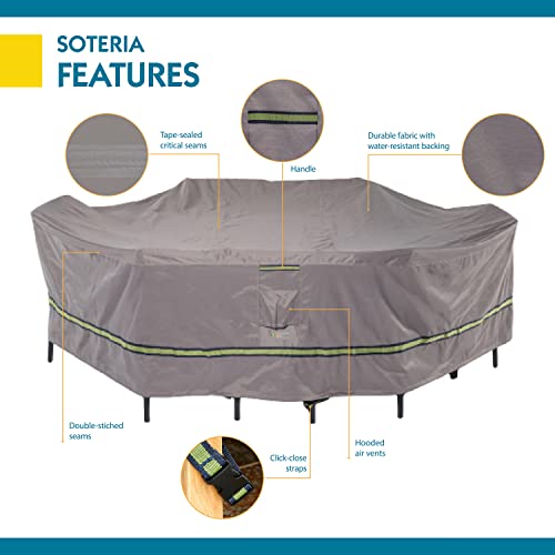Duck Covers Soteria Waterproof 140 Inch Rectangular/Oval Patio Table with Chairs Cover, Outdoor Table and Chair Cover