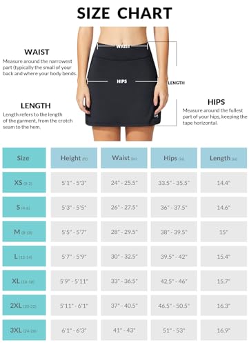 BALEAF Women's 16'' Golf Skirts High Waisted Tennis Athletic Running Workout Active Skorts with Pockets Black Large