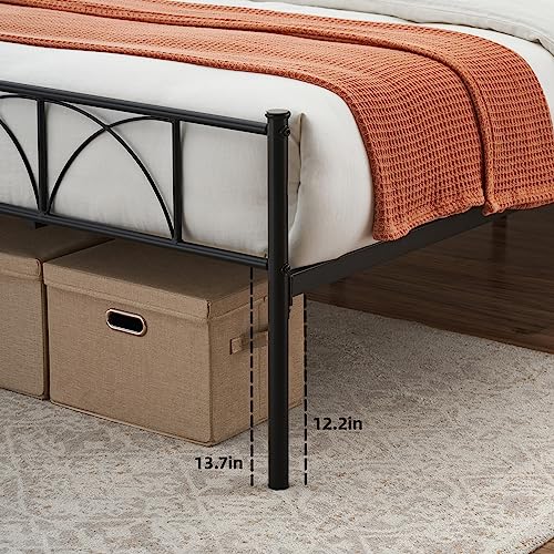IDEALHOUSE King Size Sturdy Modern Stylish Iron Bed Frame with Headboard and Footboard Metal Platform Bed - Simple Assembly, No Box Spring Needed, Under Bed Storage