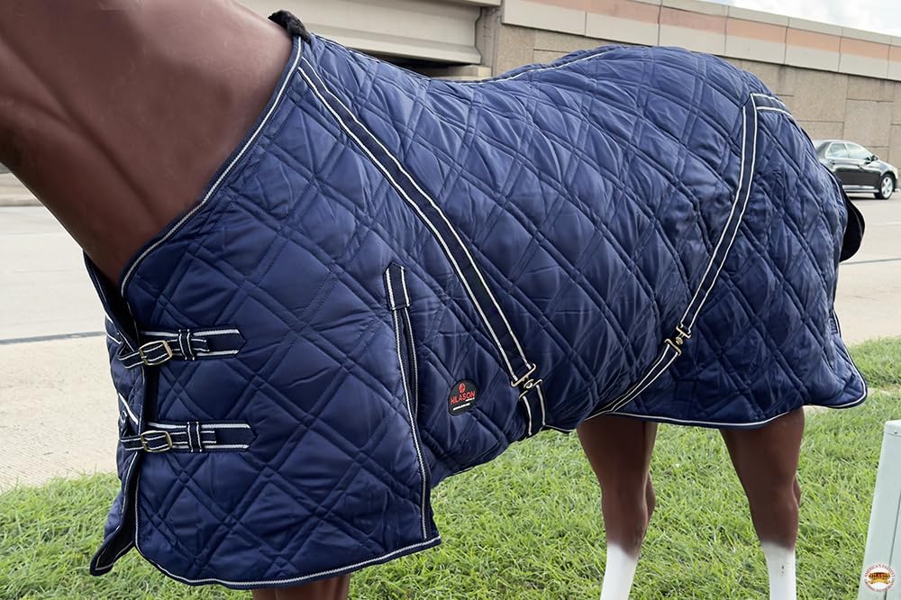 HILASON Western Horse Stable Blanket Quilted | Horse Blanket | Horse Blankets for Winter | Water Resistant Stable Blankets for Horses | Blankets for Horses | Blue | 78 Inches