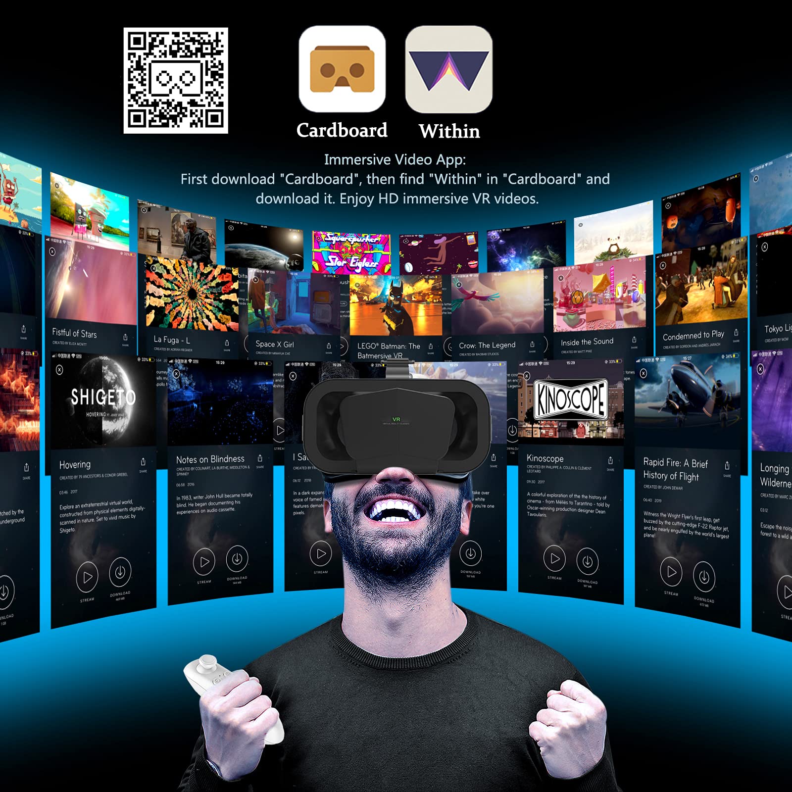 Barbato VR Headset Virtual Reality Glasses Compatible with Phone/Android New Goggles for Movies Compatible 5-7 Inch Soft