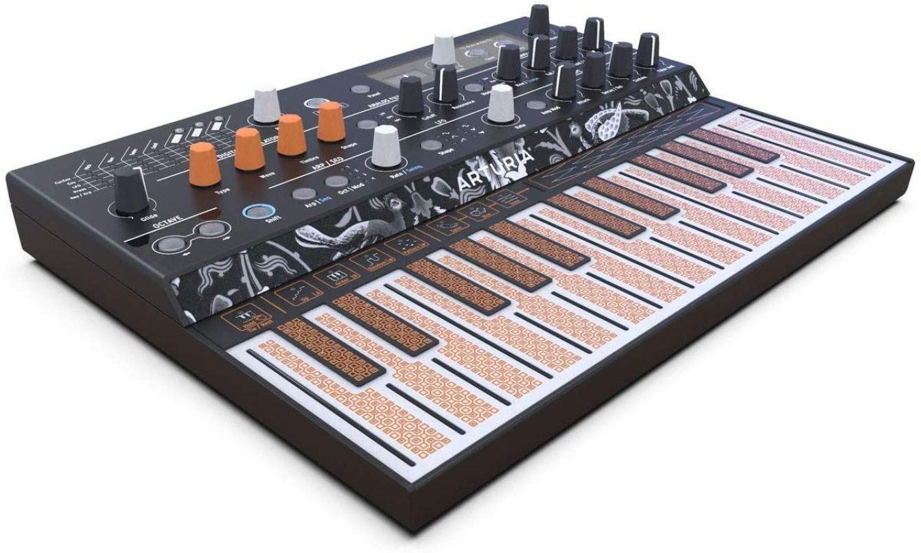 Arturia MICROFREAK Synthesizer with Poly-aftertouch Flat Keyboard BUNDLE with Samson Over Ear Headphones, Power Adapter & Instrument Polishing Cloth- Analog Synth, Synthesizer & workstation keyboards