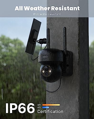 FOAOOD 2K Security Camera Wireless Outdoor, Sloar Camera for Home Security Outside, APP Controls 360° Full Coverage, Color Night Vision, Human Detection, IP65 Waterproof, 2.4G WiFi Connection