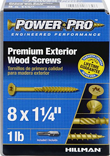 Power Pro 48594 Wood Screws, #8 x 1-1/4", Premium Outdoor Deck Screws, Rust Resistant, Epoxy Coated Bronze, 1Lb Box, 242 Pcs