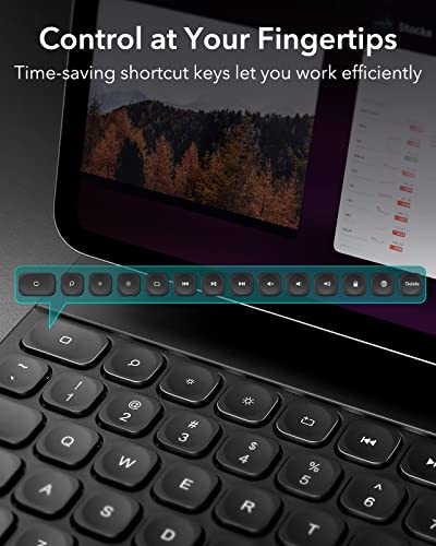 ESR iPad Keyboard Case for iPad Pro 12.9 inch (3rd, 4th, 5th, 6th Generation), Easy-Set Floating Cantilever Stand, Precision Multi-Touch Trackpad, Multi-Color Backlit Keys, Magic Keyboard, Black