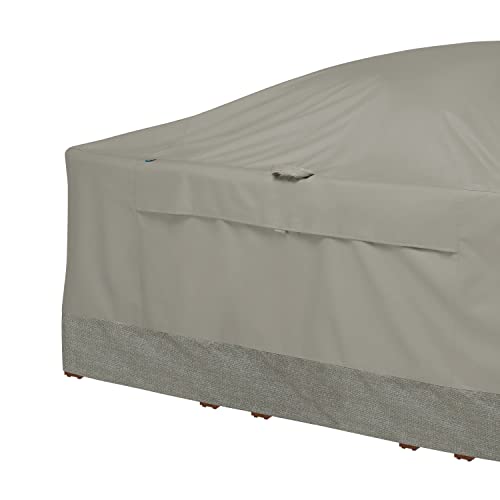 Duck Covers Weekend Water-Resistant Outdoor Rectangular Table & Chair Cover with Integrated Duck Dome, 107 x 82 x 32 Inch, Moon Rock, Patio Covers for Outdoor Furniture