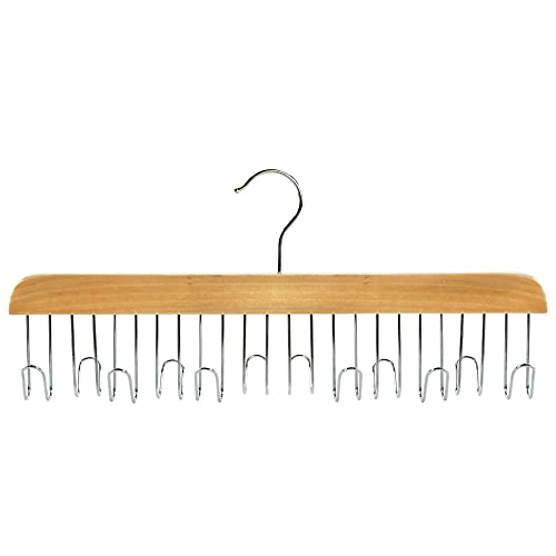 HANGERWORLD Wooden Belt Hanger for Closet with 12 Hooks - Jewelry, Tie and Belt Organizer Rack