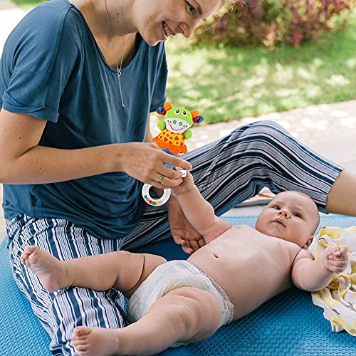 Baby Soft Rattles Toys,Infant Sensory Development Hand Grip Toys,Cute Stuffed Animal Handbells for Baby Gift(4 Pack)