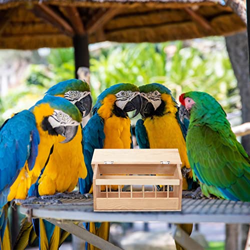 HANABASS Window Bird Feeder Window Bird Feeder Window Bird Feeder Pigeon Feeding Trough Wooden Pigeon Feeder Multi- Hole Pigeon Dish Dispenser Birds Feeding Dispenser Chicken Feeder Quail Cage