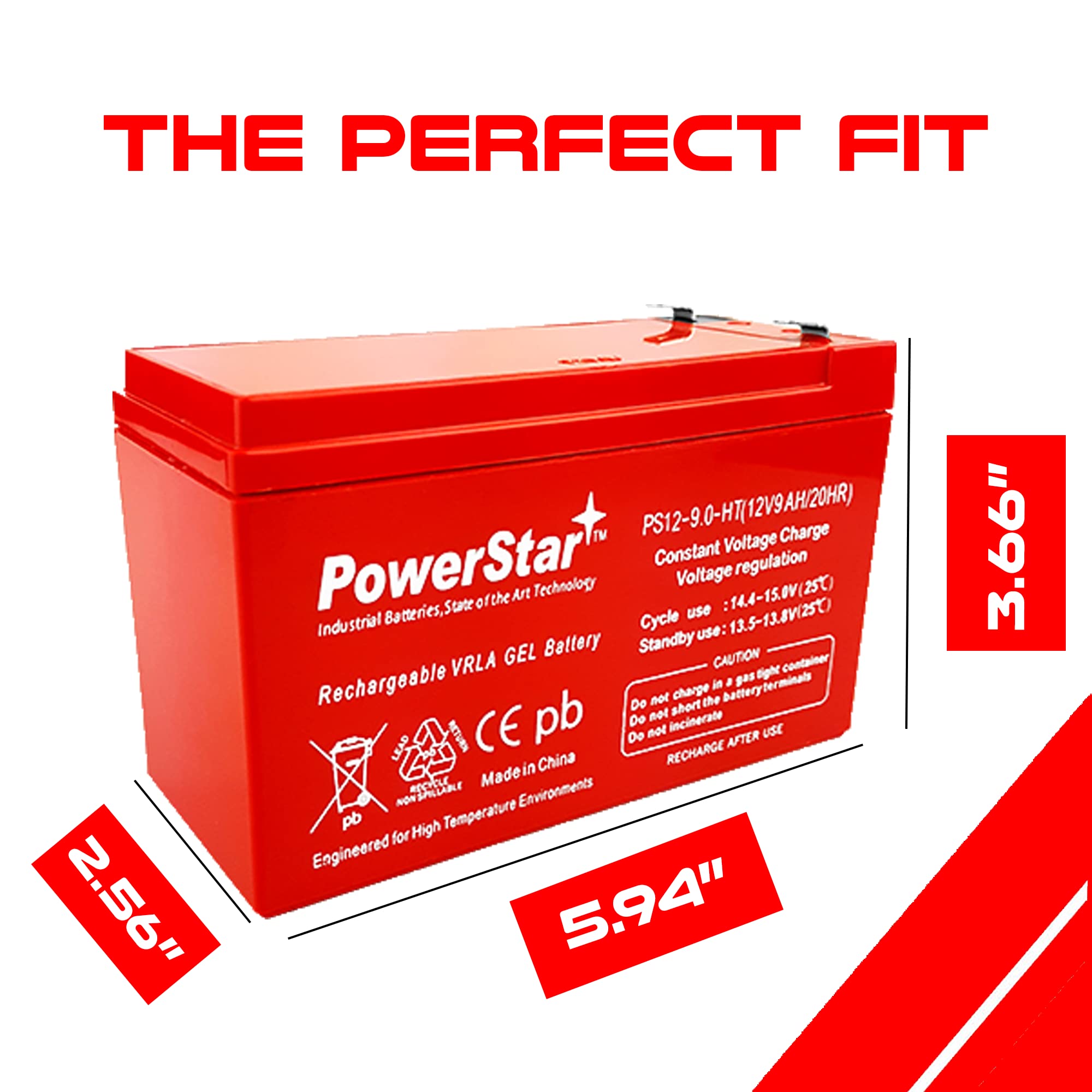 PowerStar PS12-9.0-HT 12V 9AH Rechargeable Sealed Lead Acid Battery Battery Replaces EXP1270