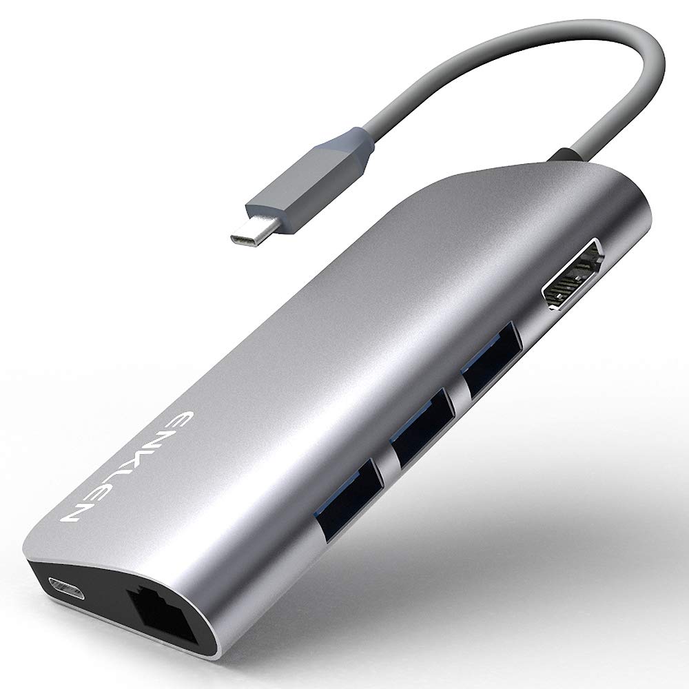 USB C Hub 8-in-1 Type C Adapter with Ethernet Port, 4K USB C to HDMI, 2 USB 3.0 and 1 USB 2.0, 100W USB C Power Delivery Charging, SD/TF Card for MacBook Pro/Air(Thunderbolt 3)