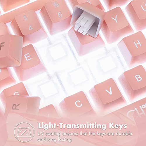 Gaming Keyboard and Mouse Pink Keyboard with White Backlit,CHONCHOW USB Wired 87key Gaming Keyboard Mini and Mouse 3600DPI,19 Keys No-Conflict, Illuminated Keys Compatible with PC/Ps4,Ps5/Xbox/Mac