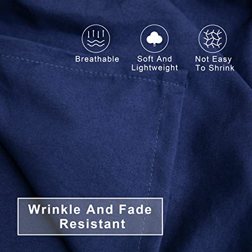 FLXXIE 4 Pieces Microfiber Toddler Bedding Set, Super Soft and Breathable Crib Sheet Set, Includes Quilted Comforter, Flat Top Sheet, Fitted Sheet, Envelope Pillow Case for Boys and Girls, Navy Blue