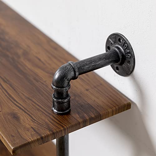 Industrial Pipe Clothing Racks with Shelves, Wall Mounted Wood Clothes Racks, Heavy Duty Iron Pipe Garment Racks for Hanging Clothes, Industrial Retro Steampunk Closet Organizer for Home Retail Store