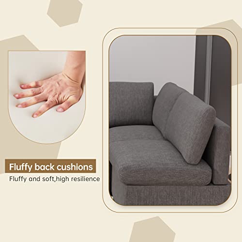 FDW L Shaped Couch Convertible 4-Seat Sofa with Ottoman for Living Room Bedroom Office, Dark Gray