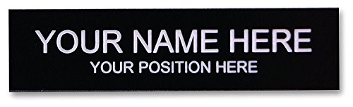 Office Desk Name Plate or Wall / Door Sign - Laser Engraved Signage Material - black. Professionally engraved by Lasercrafting from UV-rated Material. Great gift idea. Customize to match your personal or company style, look or vibe. Holders available.