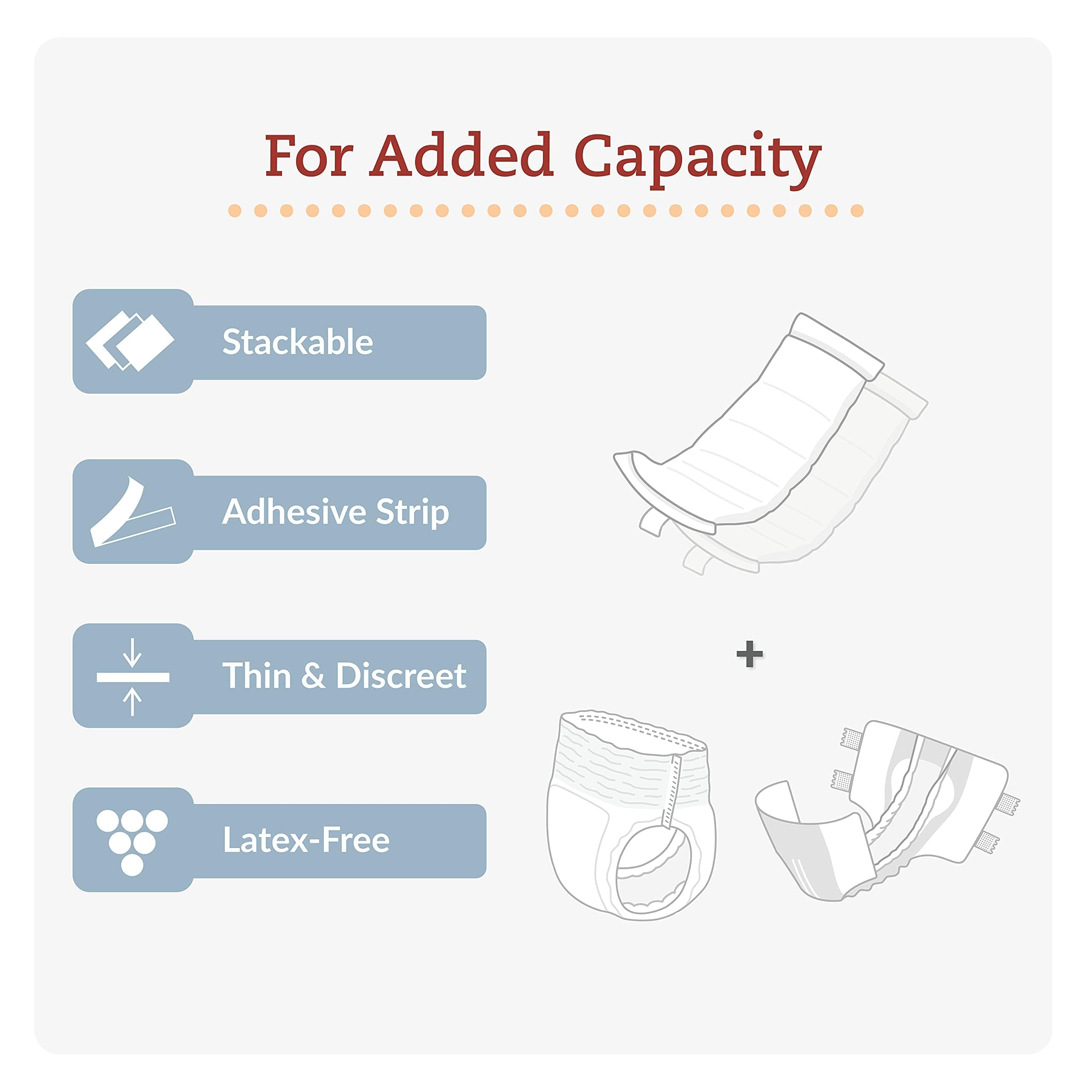 Tranquility TopLiner Disposable Booster Pads, Super (15" x 4.25"), Flow-Through Design with Adhesive Strip for Max Absorption, Adult Unisex, 25ct Bag
