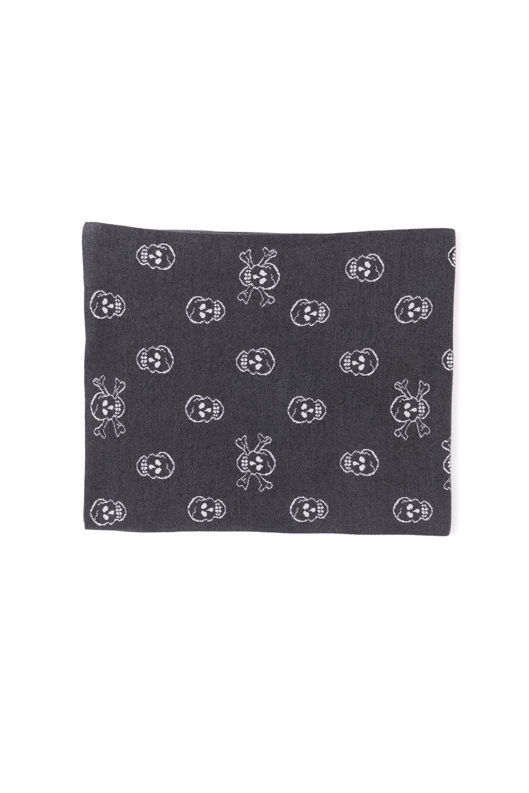Barefoot Dreams CozyChic Ultra Lite Skull Print Scarf, 100% Polyester Knit Scarf for Women and Teens, Cute Winter Apparel, Warm Accessories, Carbon/Almond, OS