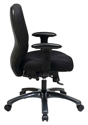 Office Star 24/7 Elite Intensive Use Ergonomic Office Chair with 2-to-1 Synchrony Tilt with Seat Slider, Adjustable Arms and Titanium Finish Aluminum Base, Icon Black