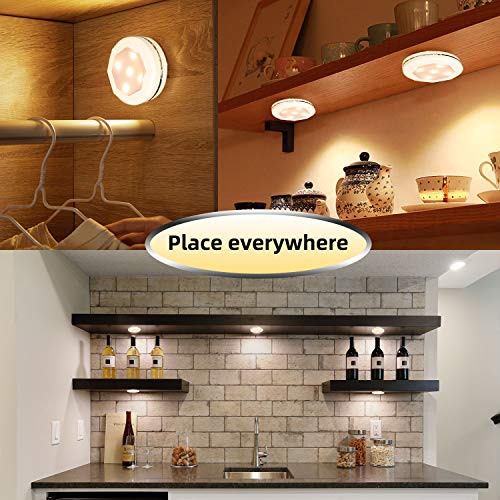 GANA Puck Lights with Remote Control, Under Cabinet Lighting LED Closet Lights - Battery Powered Operated Timer Function Wireless Color Changing Dimmable 16 Colors and 4 Modes Battery Lights (6 Pack)