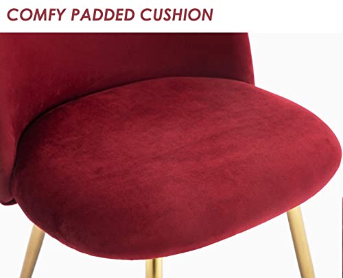 HNY Velvet Accent Chairs Set of 2, Mid Century Modern Dining Chairs with Gold Metal Legs, Upholstered Side Chair for Living 2PC
