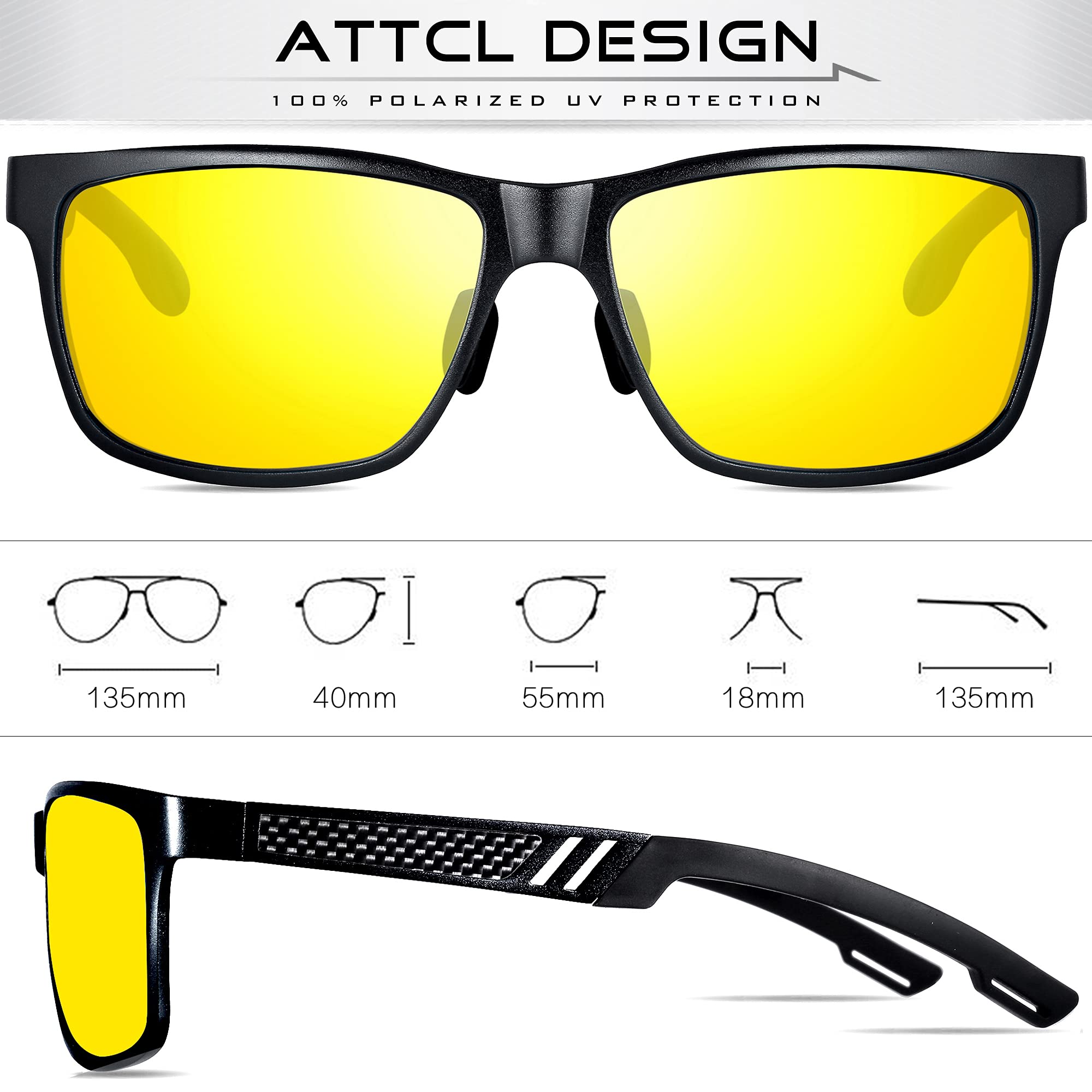 ATTCL Men's Hot Retro Al-Mg Metal Frame Driving Polarized Sunglasses For Men Women 16560blacksilver