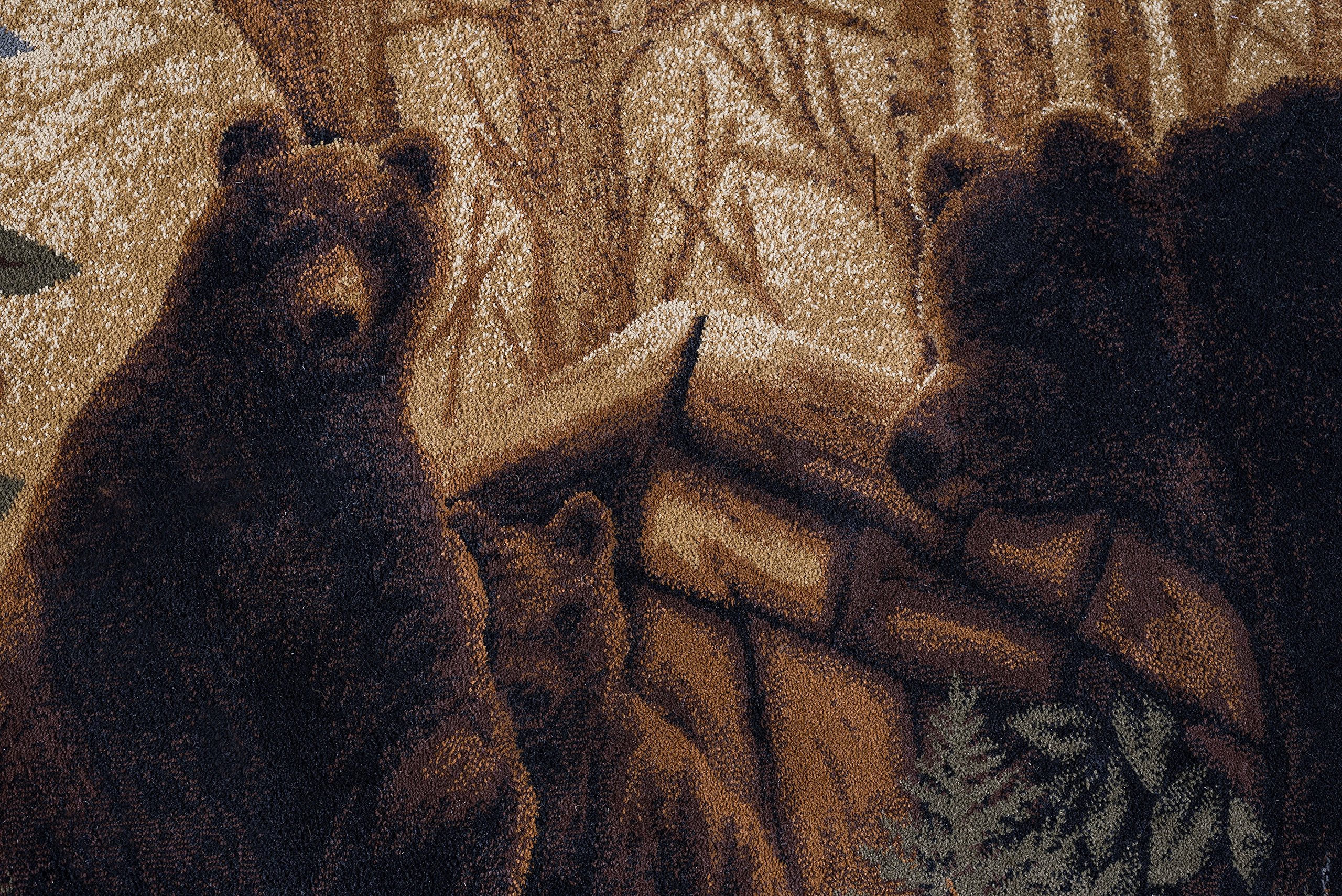 Fern Bear Novelty Lodge Pattern Beige Rectangle Area Rug, 8' x 10'