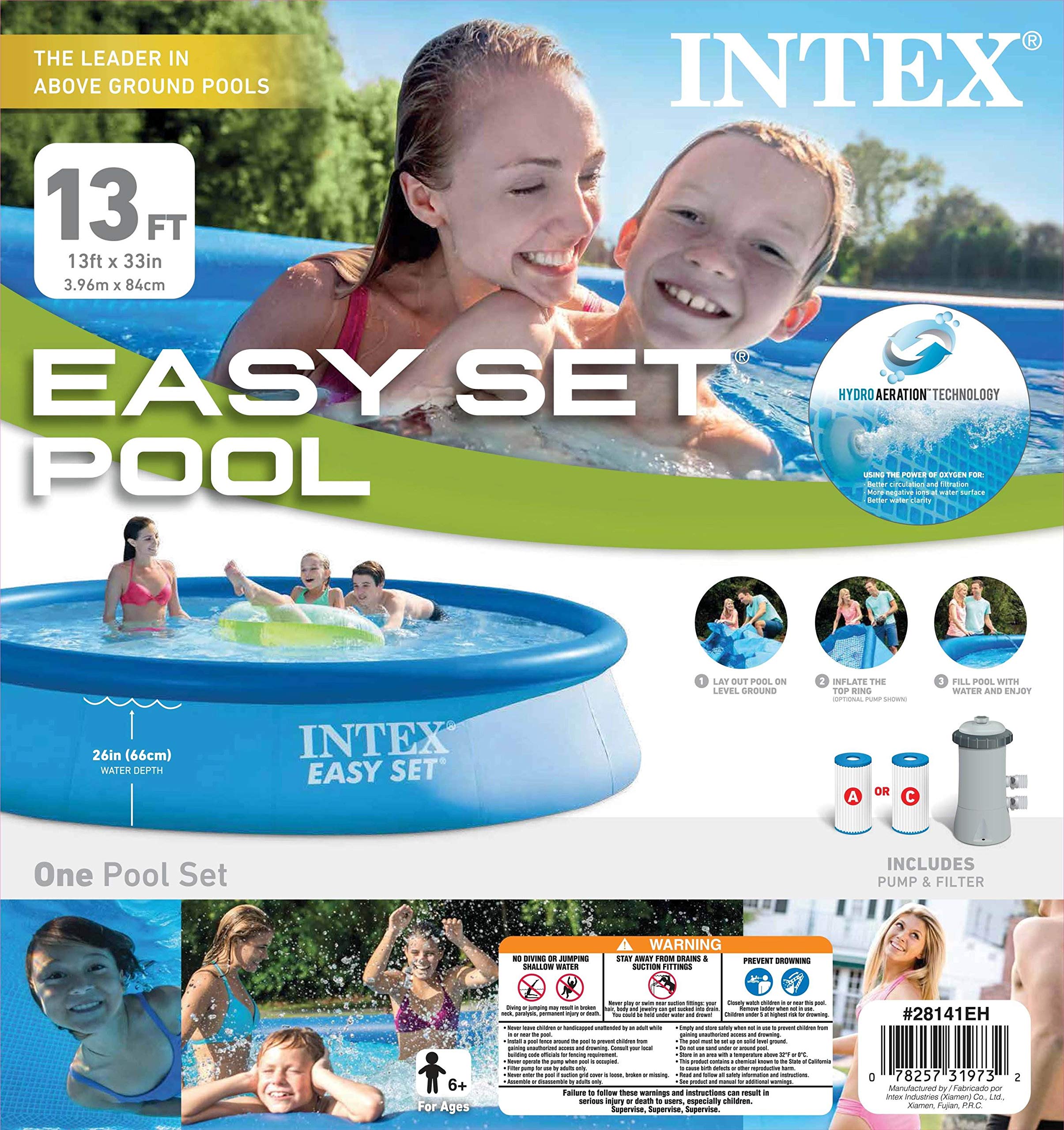 Intex 13ft x 32in Easy Set Above Ground Swimming Pool and 530 GPH Pump (2 Pack)
