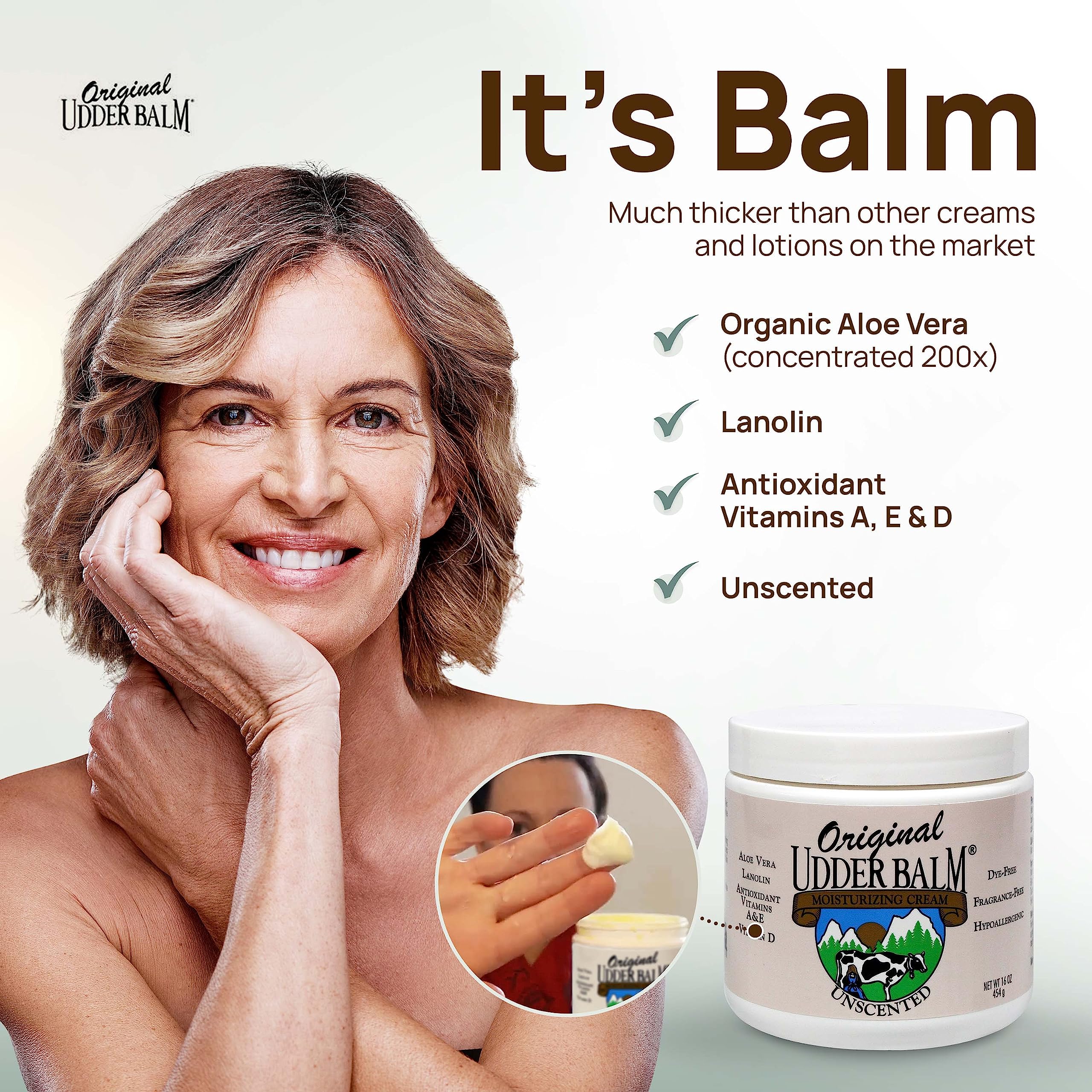 Unscented Original Udder Balm for Cracked Dry Skin 16 Fl Oz