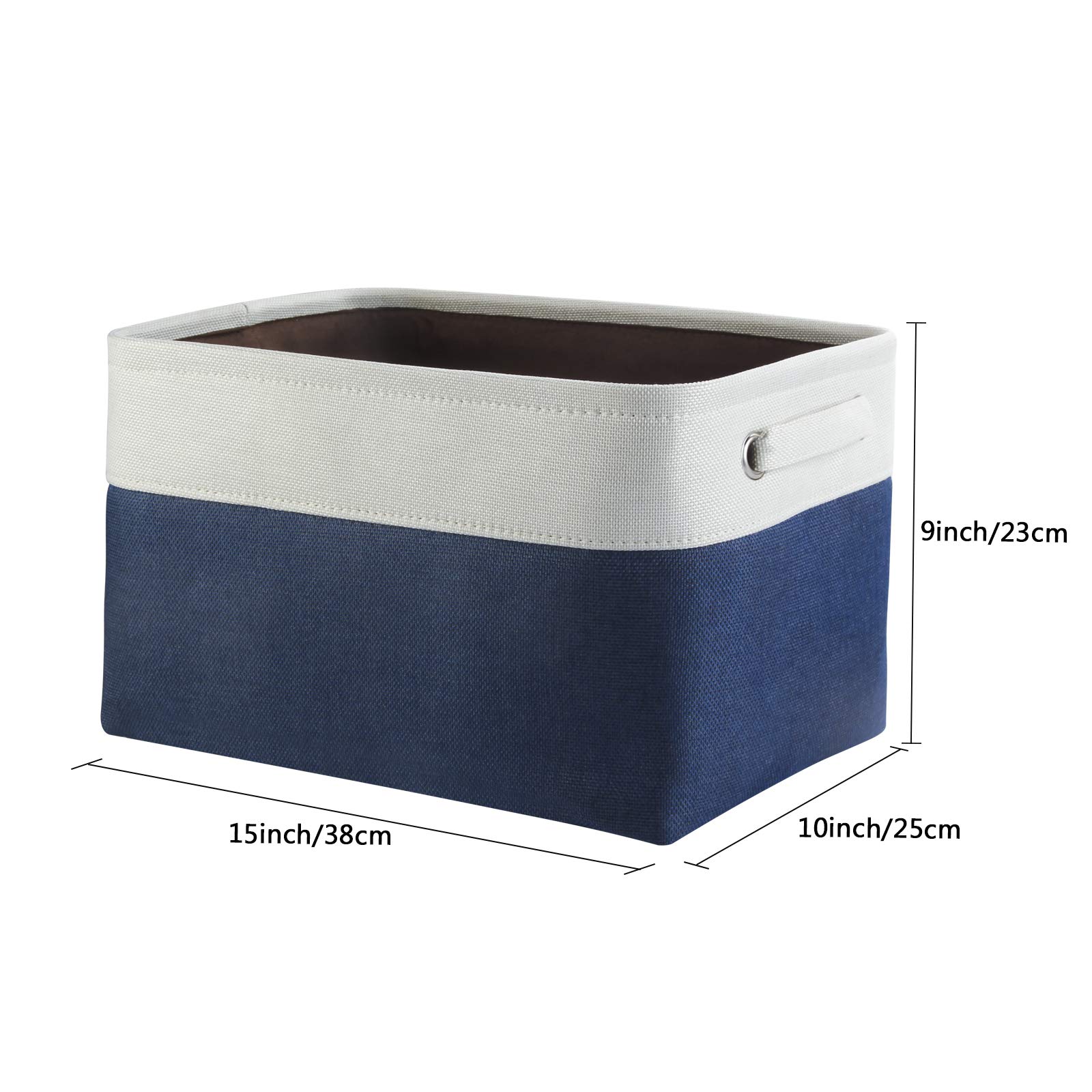Awekris Storage Bins, Collapsible Cube Baskets Containers with Sturdy Cotton Handles, Foldable Fabric Storage Boxes Organizer for Nursery, Shelf, Closet, Office (Royal Blue, 15 x 9.8 x 8.6-3 Pack)