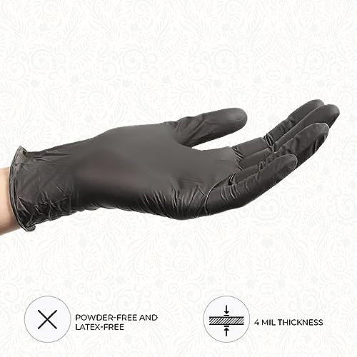 ForPro Disposable Nitrile Gloves, Chemical Resistant, Powder-Free, Latex-Free, Non-Sterile, Food Safe, 4 Mil, Black, Medium, 100-Count