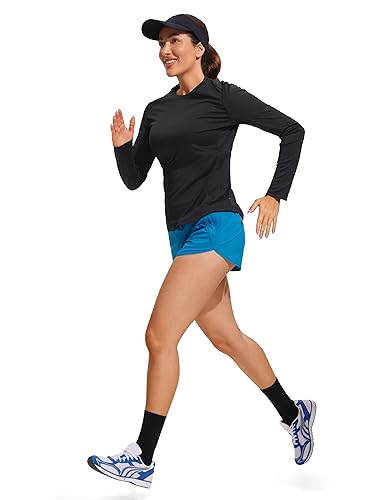 CRZ YOGA Womens UPF 50+ Sun Shirts Long Sleeve UV Protection Workout Tops Lightweight Quick Dry Outdoor Hiking Running Shirts Black Medium