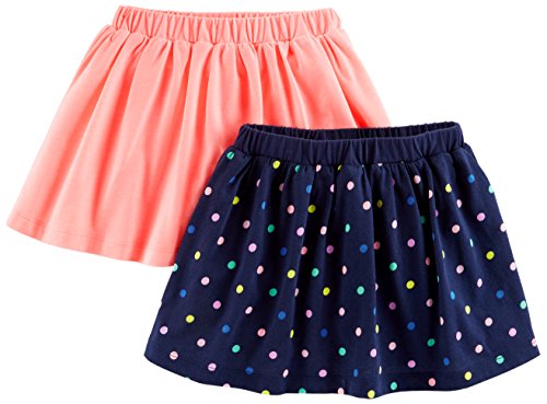 Simple Joys by Carter's Toddler Girls' Knit Scooters (Skirt with Built-in Shorts), Pack of 2, Navy Dots/Pink, 5T