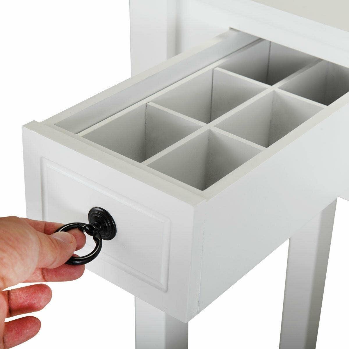 ESRW Vanity Set Makeup Dressing Table w/Stool Quir Vanity Desk Makeup Vanity Side Tables Bedroom Vanity Table Portable Desk Vanity Set