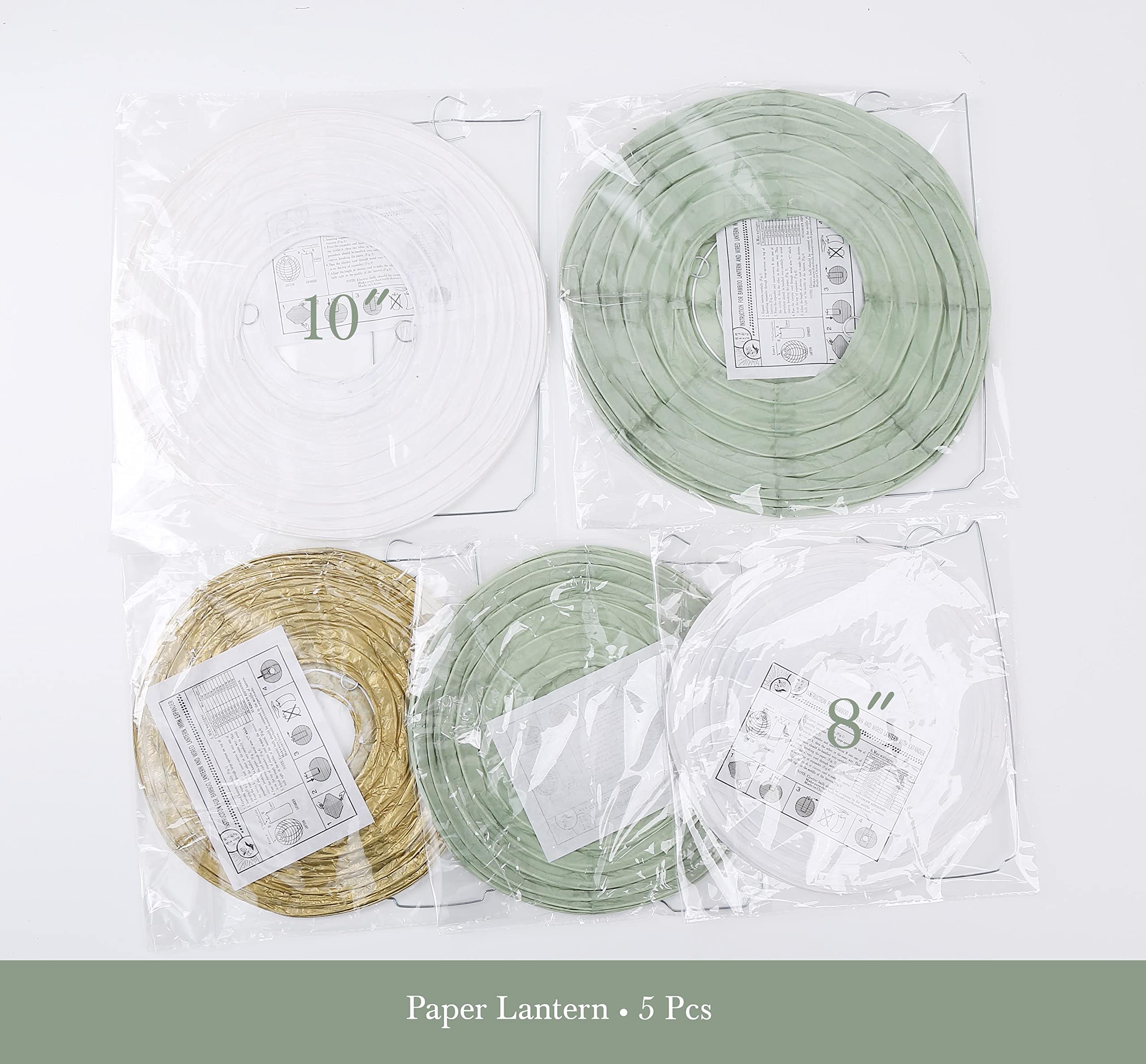 luckylibra Baby Shower Decorations,Welcome Baby Banners Paper Lantern Paper Flower Pom Poms(Sage Green Gold White)