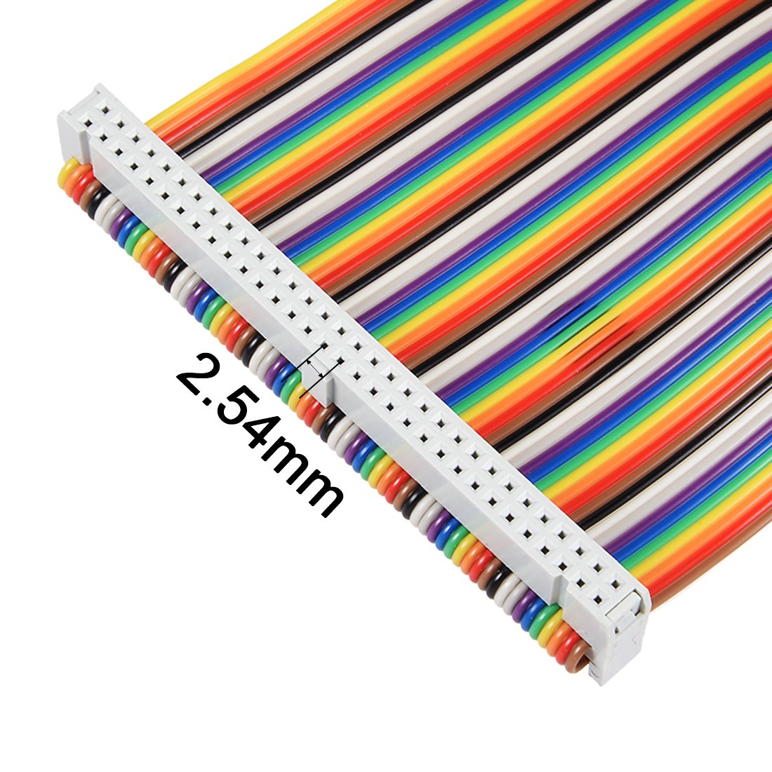 uxcell IDC 64 Pins Wire Flat Multicolored Flexible Rainbow Ribbon Jumper Cable 30cm 2.54mm Pitch,1pcs