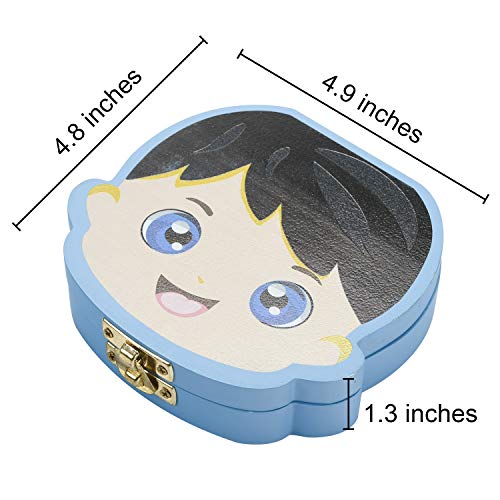 Baby Tooth Keepsake Box, Deciduous Teeth Milk Teeth Saver Boxes, Wooden First Tooth and Curl Memory Container for Child/Kids/Newborns