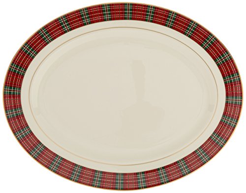 Lenox Winter Greetings Plaid Oval Platter