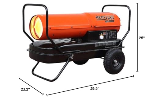 HeatFast HF215K Portable Home, Jobsite, Construction Site Forced Air Kerosene/Diesel Salamander Torpedo Space Heater with Thermostat Temperature Control, 215,000 BTU, orange