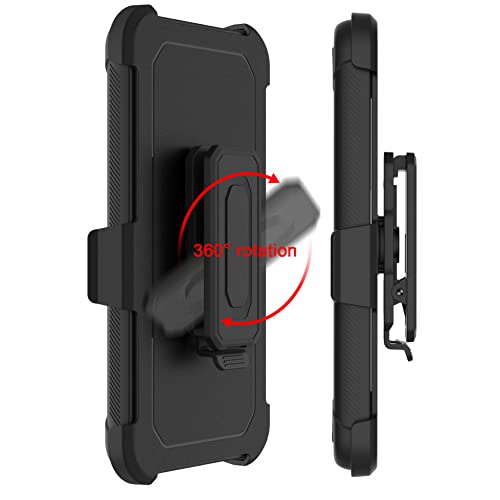 Leptech for Samsung Galaxy A03S Phone Case with Tempered Glass Screen Protector, [Holster Series] Belt Clip Hard Tough Full Heavy Duty Rugged Military Shockproof Armor Cell Phone Cover  (Black)