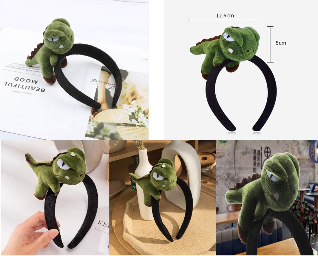 GEOOT Cute Head Hoop 3D Cartoon Dinosaur Headband Plush Toy Party Accessory