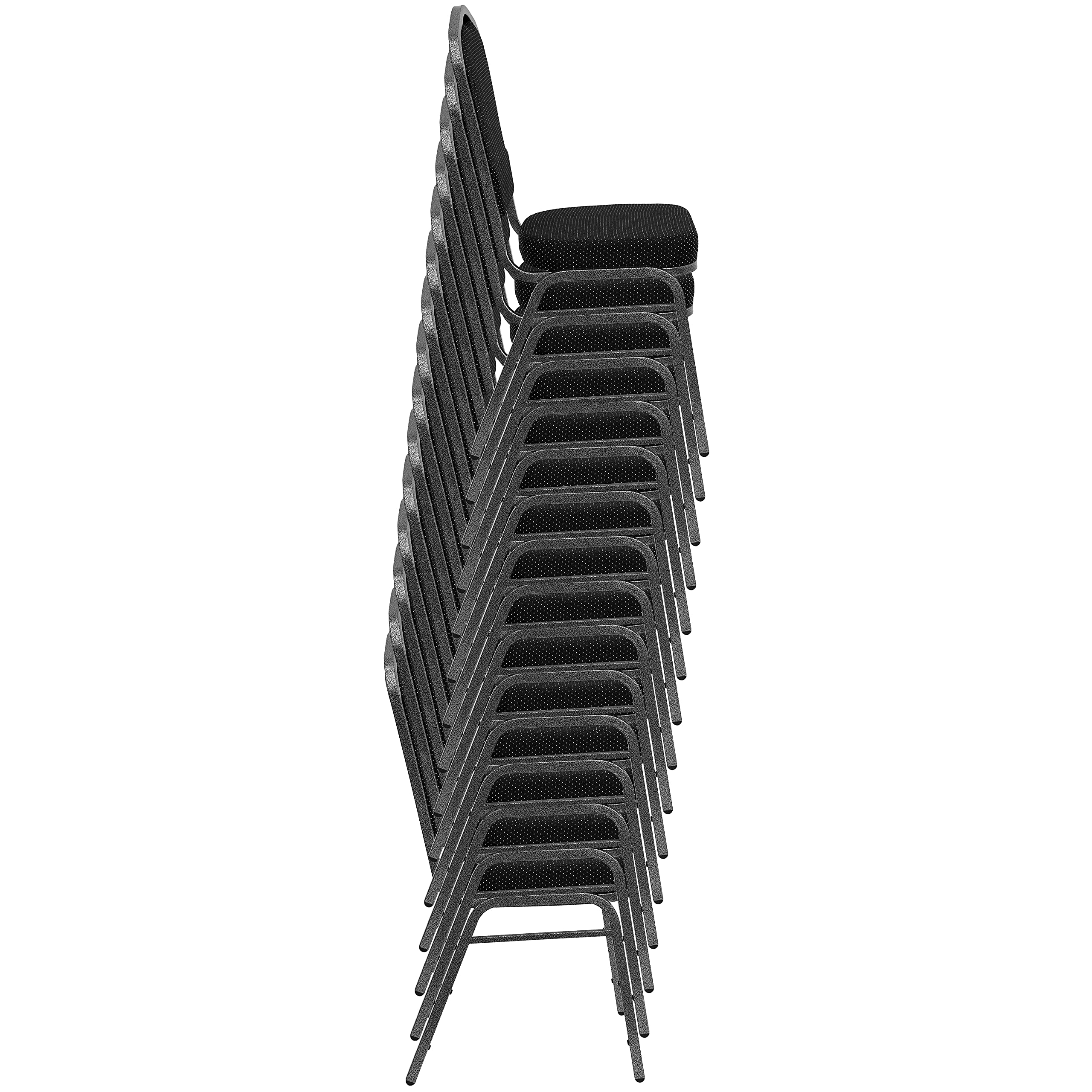 BizChair Crown Back Stacking Banquet Chair, Gray Dot Fabric/Silver Frame