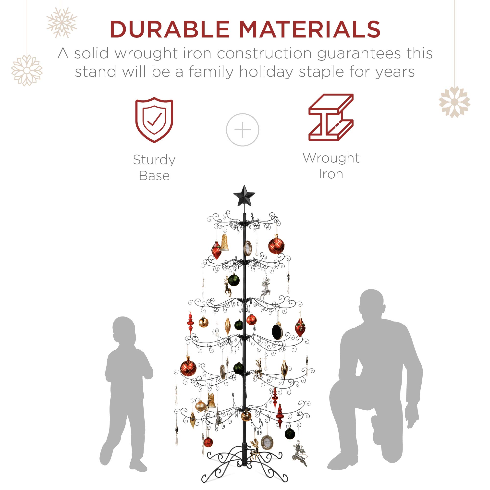 Best Choice Products 6ft Wrought Iron Ornament Display Christmas Tree w/Easy Assembly and Stand - Black